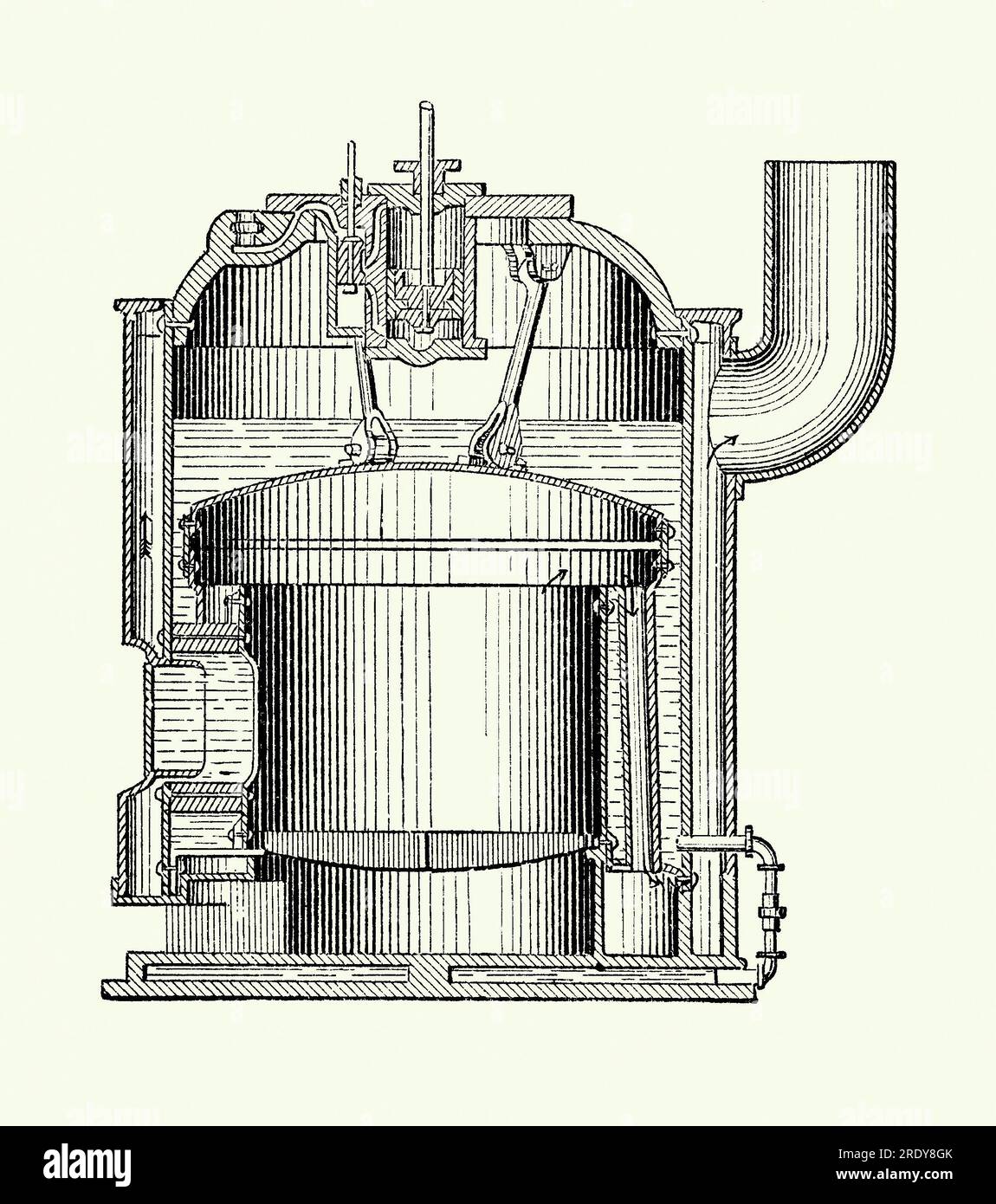 Une ancienne gravure découpée du petit moteur portable de Baxter de c ...