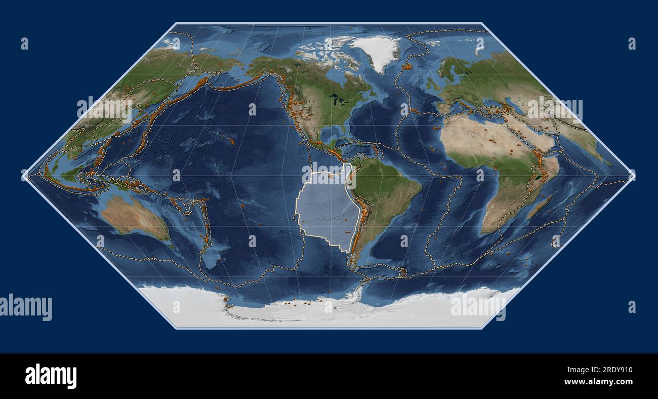 Plaque tectonique Nazca sur la carte satellite Blue Marble dans la ...
