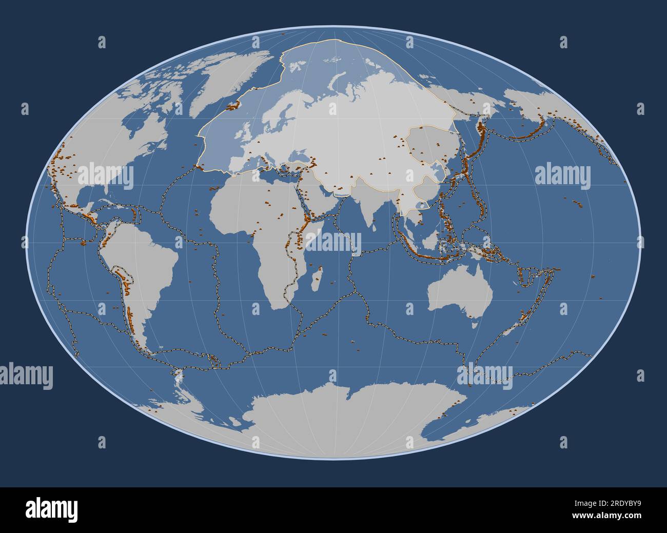 Plaque tectonique eurasienne sur la carte en contour solide dans la ...