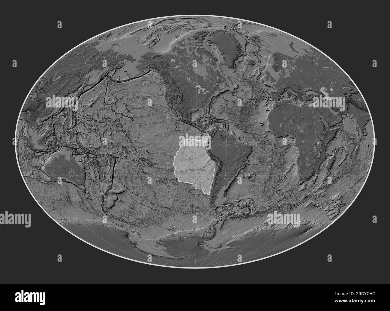 Plaque tectonique de Nazca sur la carte d'élévation à deux niveaux dans ...