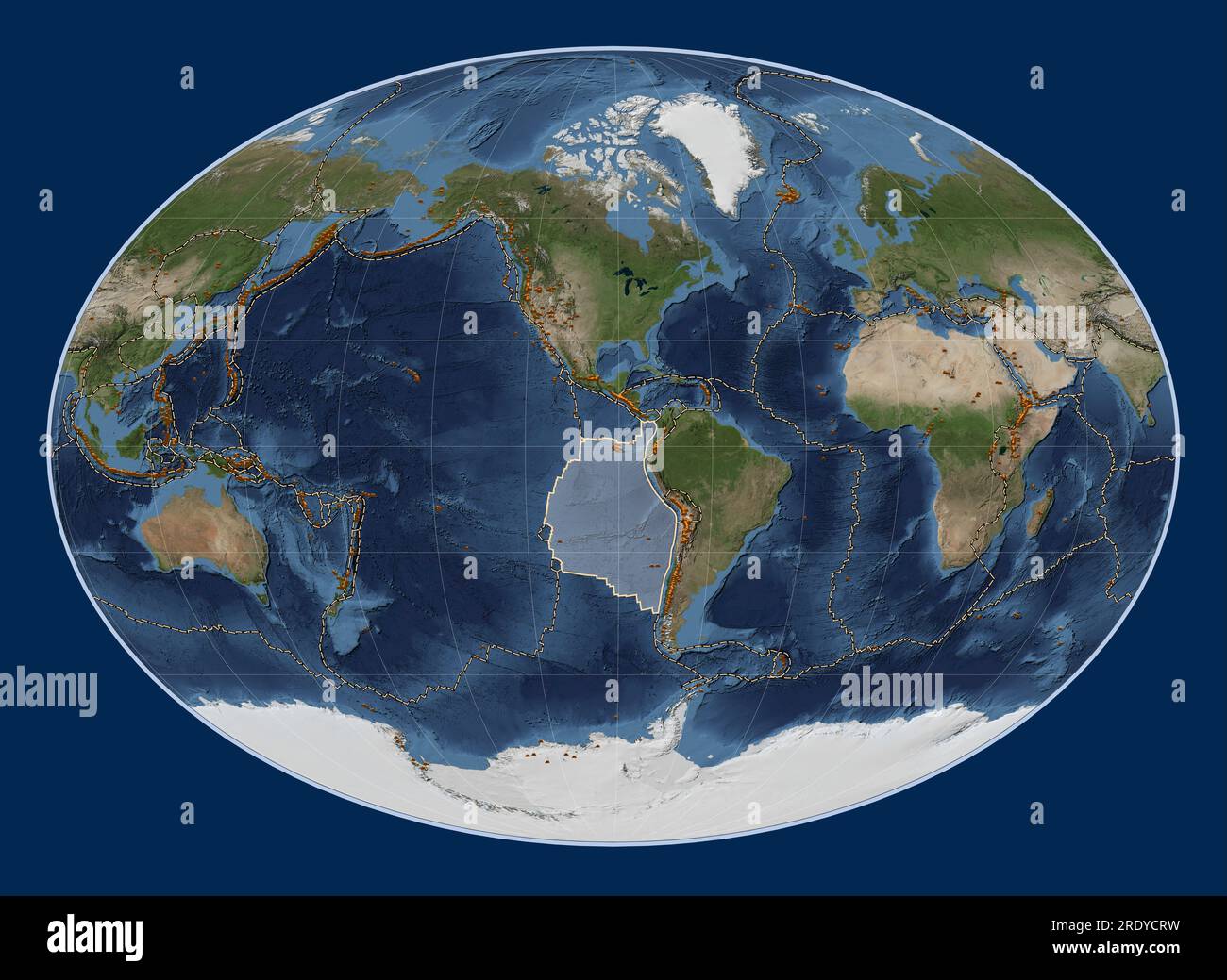 Plaque tectonique Nazca sur la carte satellite Blue Marble dans la ...