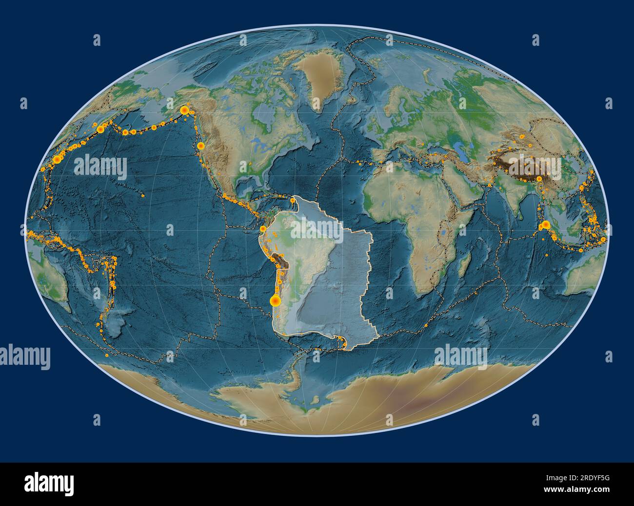 Plaque tectonique sud-américaine sur la carte d'altitude physique dans ...