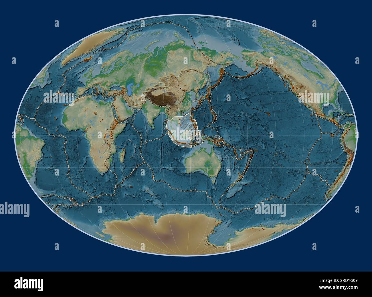 La plaque tectonique de la sonde sur la carte d'altitude physique dans ...