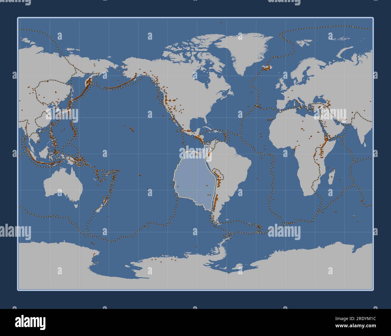 Plaque tectonique de Nazca sur la carte de contour solide dans la ...
