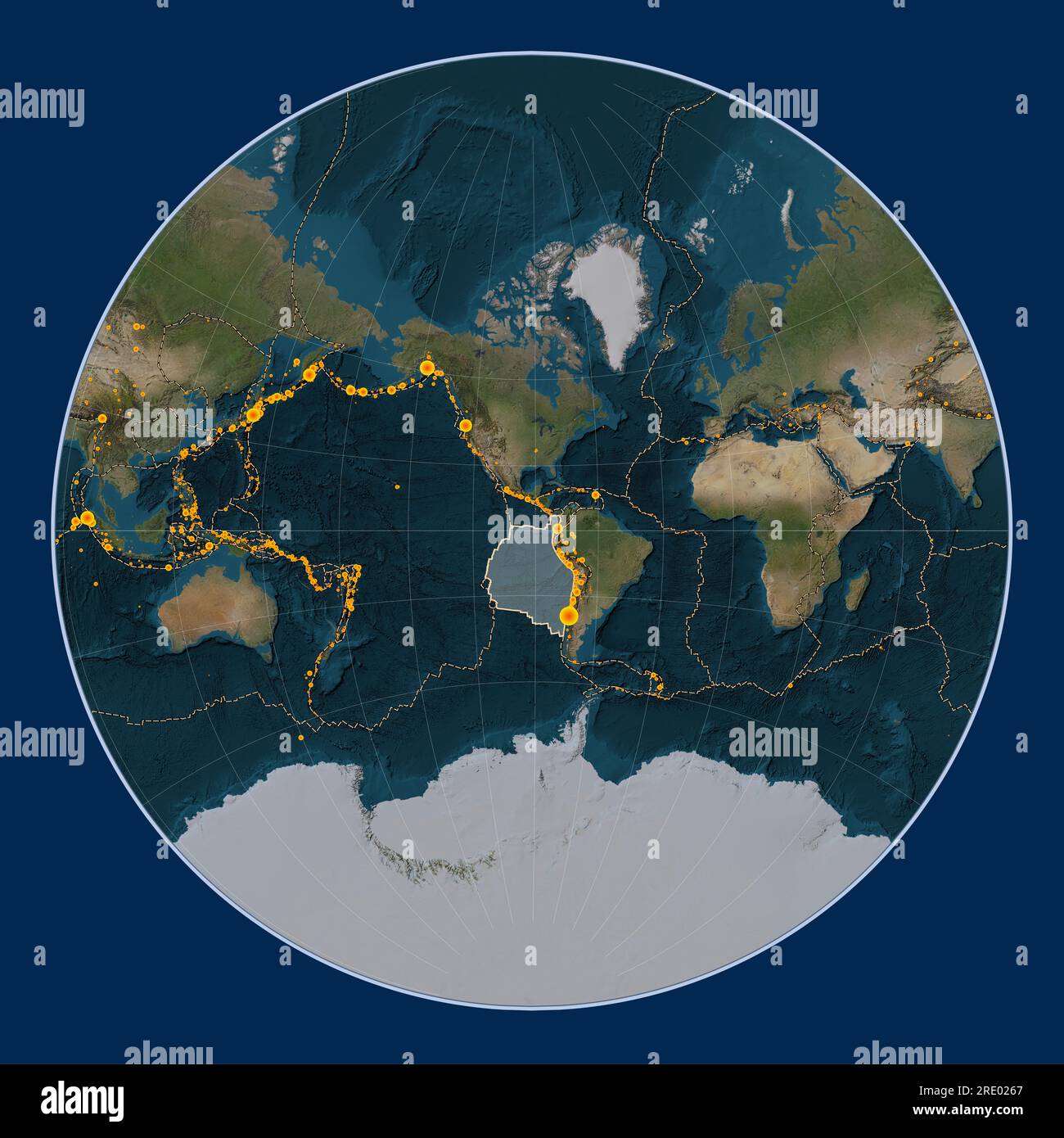 Plaque tectonique Nazca sur la carte satellite Blue Marble dans la ...