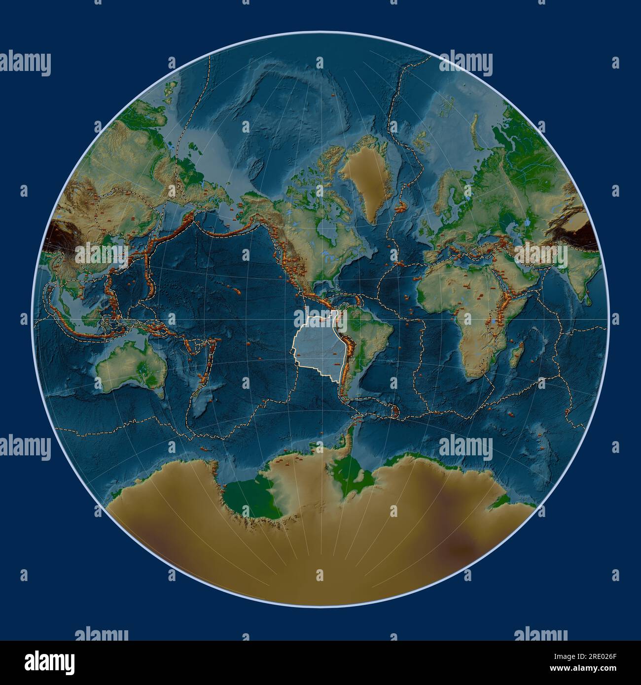 Plaque tectonique de Nazca sur la carte physique d'élévation dans la ...