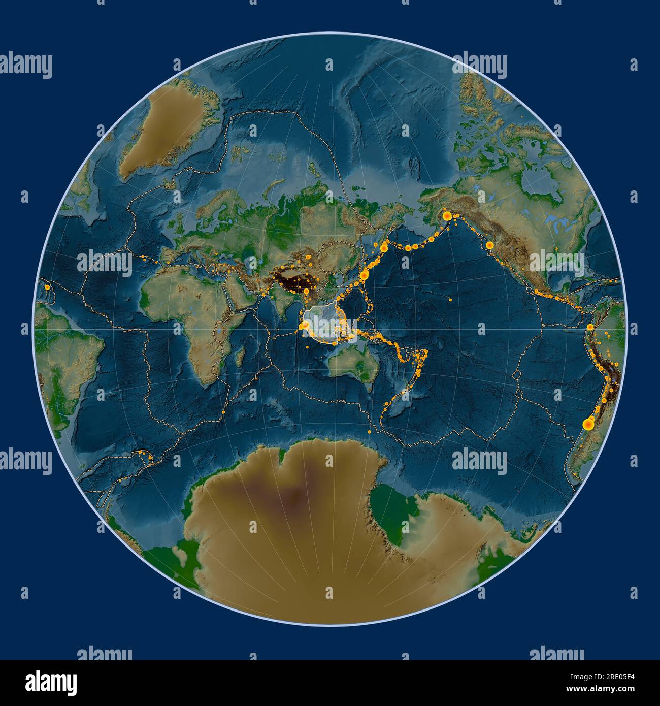 La plaque tectonique de la sonde sur la carte d'altitude physique dans ...