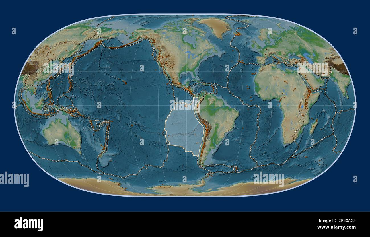 La plaque tectonique de Nazca sur la carte d'altitude physique dans la ...