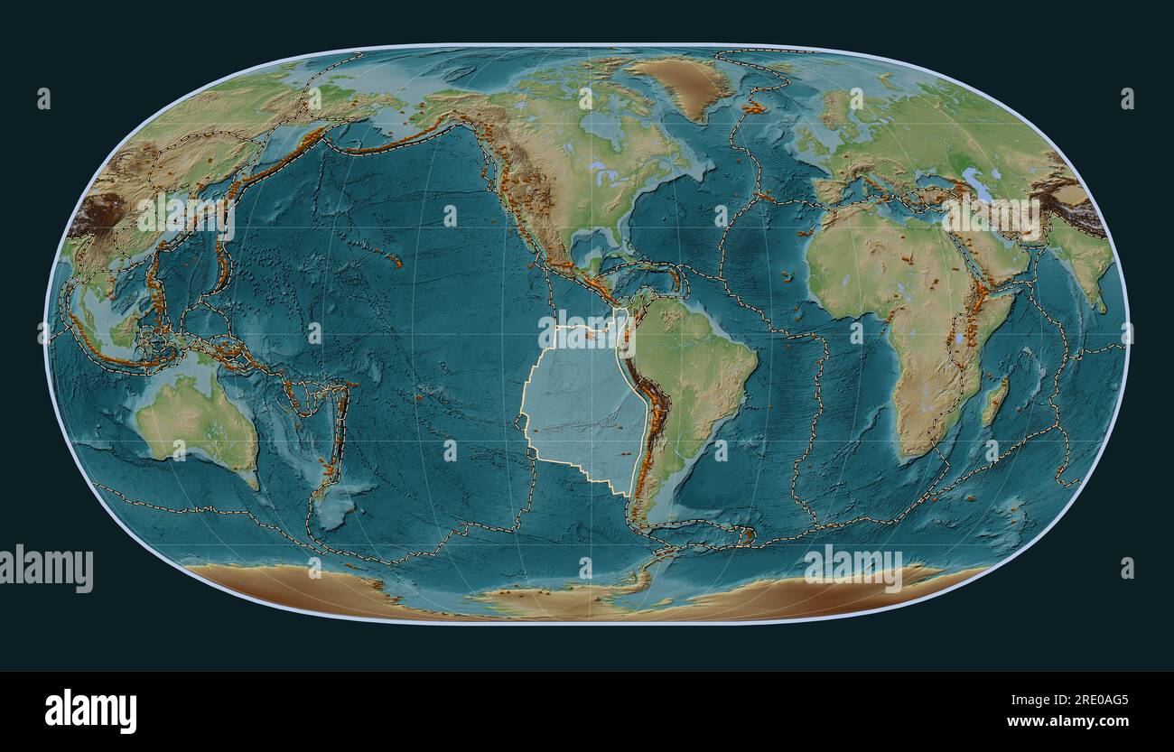 Plaque tectonique Nazca sur la carte d'altitude de style Wiki dans la ...