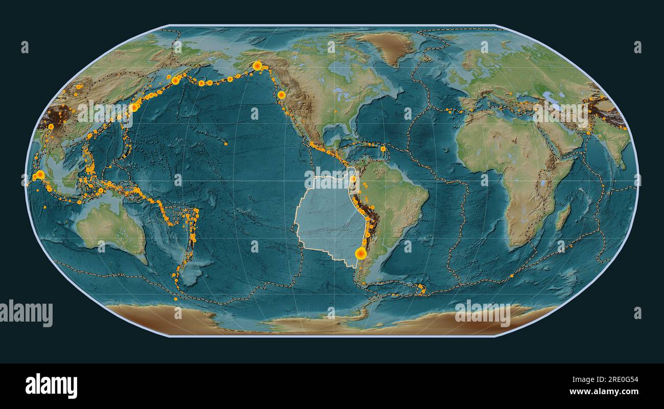 Plaque tectonique Nazca sur la carte d'élévation de style Wiki dans la ...