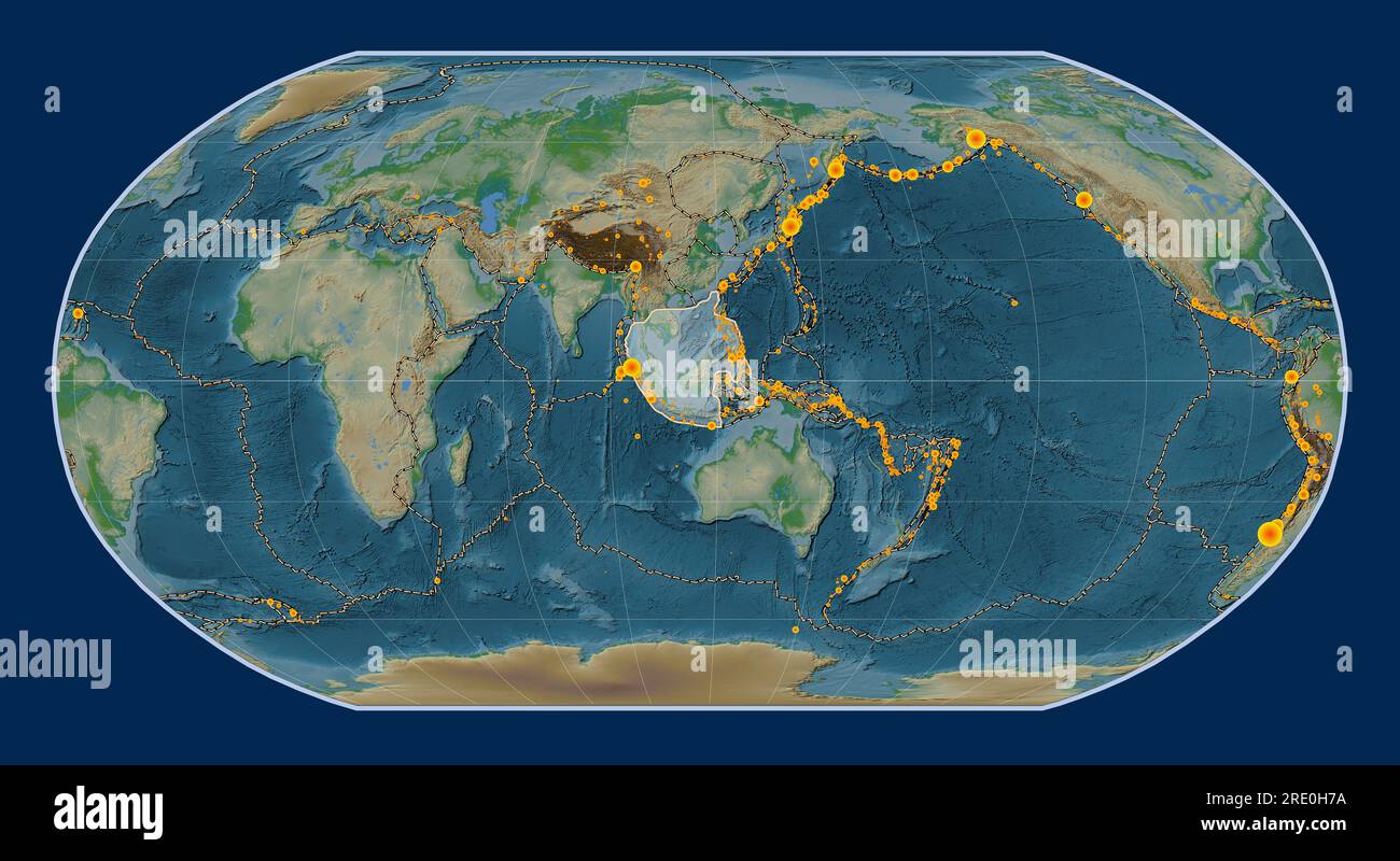 La plaque tectonique de la sonde sur la carte d'élévation physique dans ...