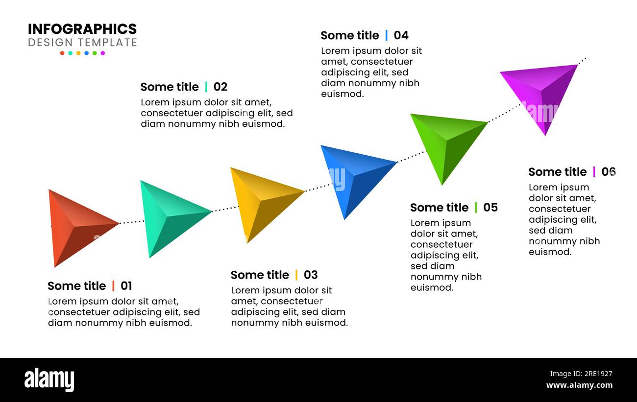 Modèle infographique avec 6 options ou étapes. Flèches sur la ligne ...