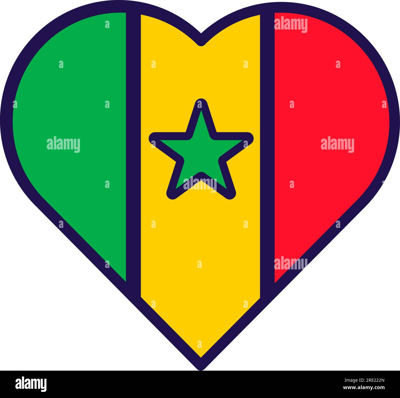 Cœur patriote aux couleurs du drapeau national du Sénégal. Élément ...
