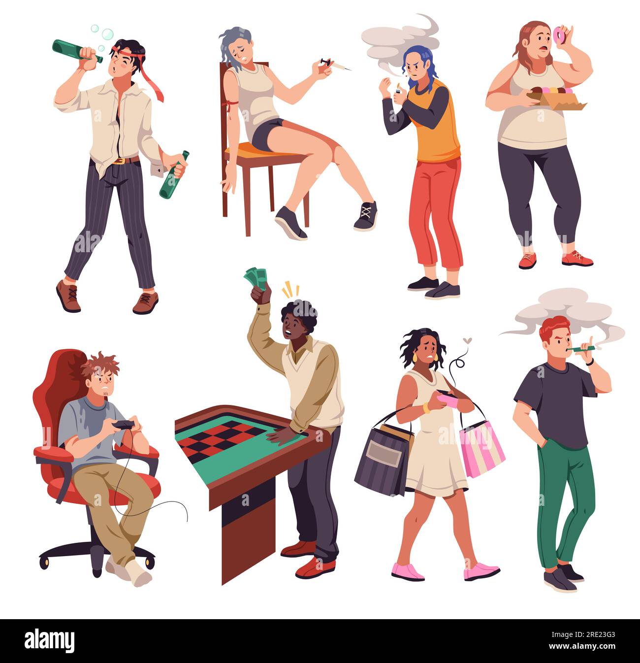 Addiction alcoolisme et jeu Banque d'images vectorielles - Alamy