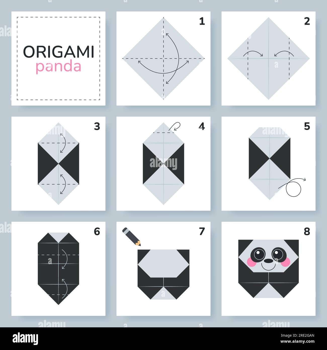 Tutoriel origami pour les enfants. Origami mignon panda Image ...