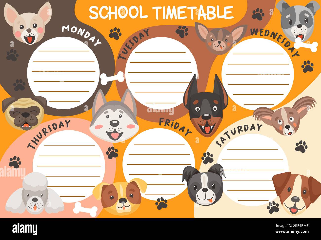 Horaire de l'école horaire chiens et chiots. Modèle de planificateur ...