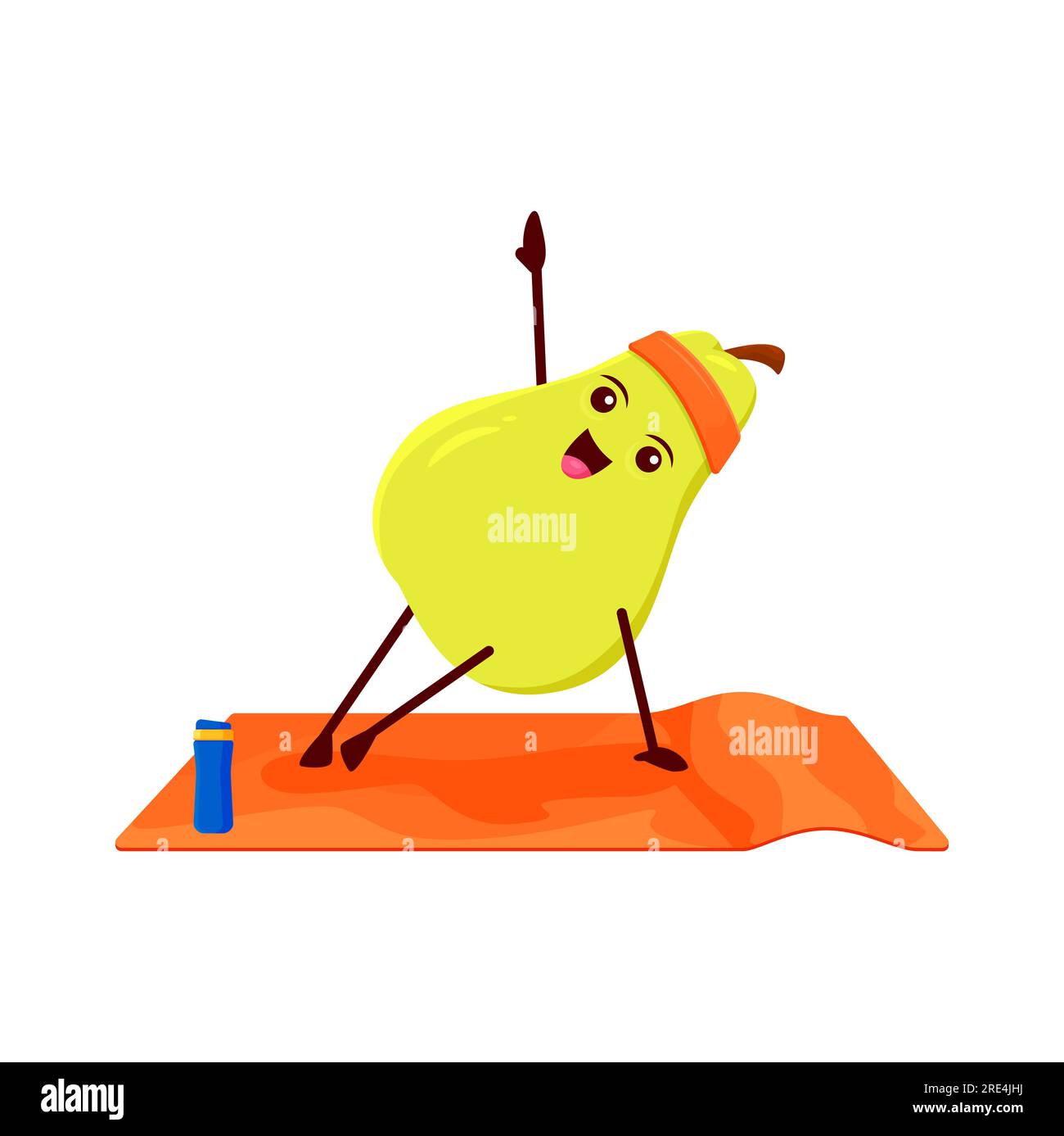 Dessin animé drôle de caractère de fruit de poire yoga ou pilates sport ...