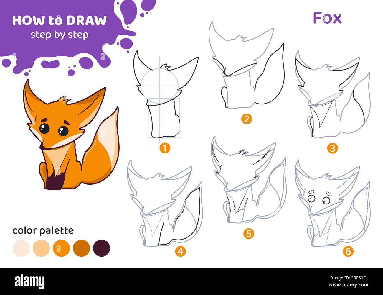 Tutoriel de dessin pour les enfants. Comment dessiner le renard Image ...