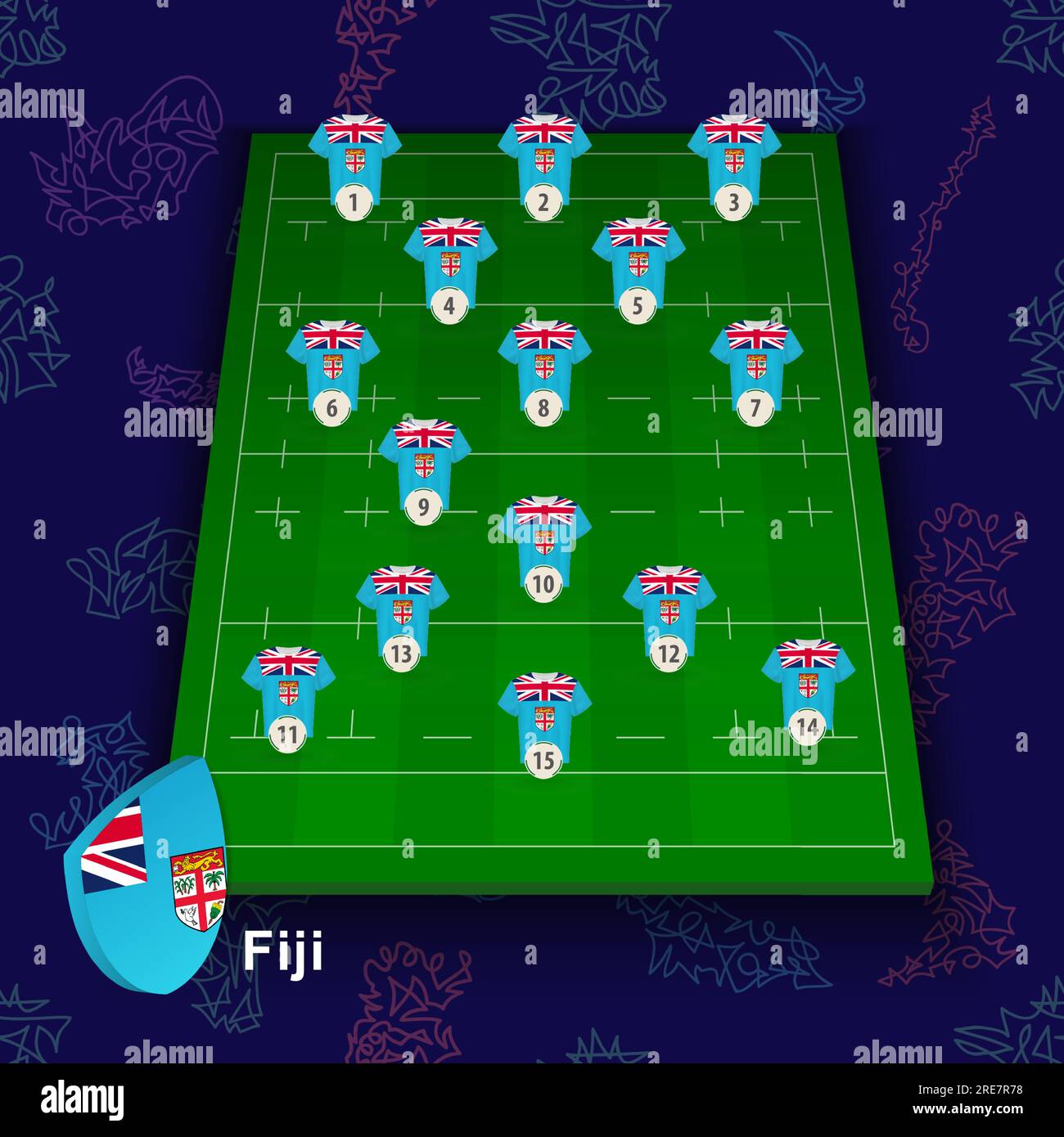 Équipe nationale de rugby des Fidji sur le terrain de rugby ...