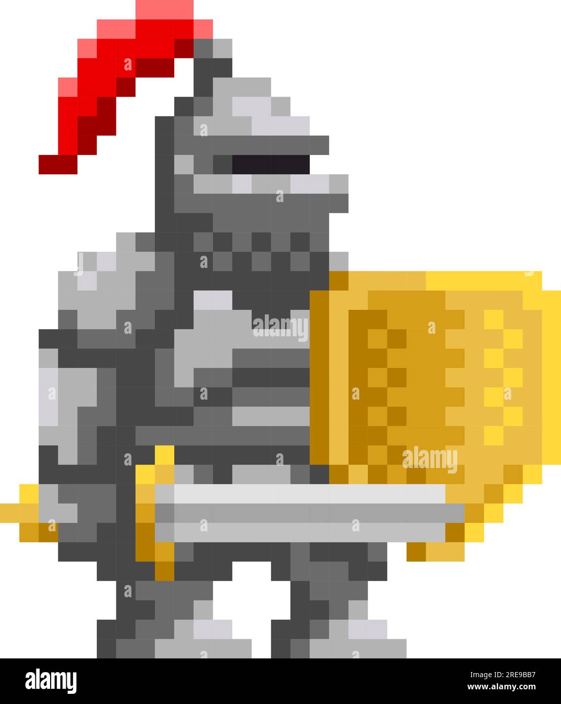 Chevalier médiéval avec épée et bouclier pixel art. Personnage de jeu ...