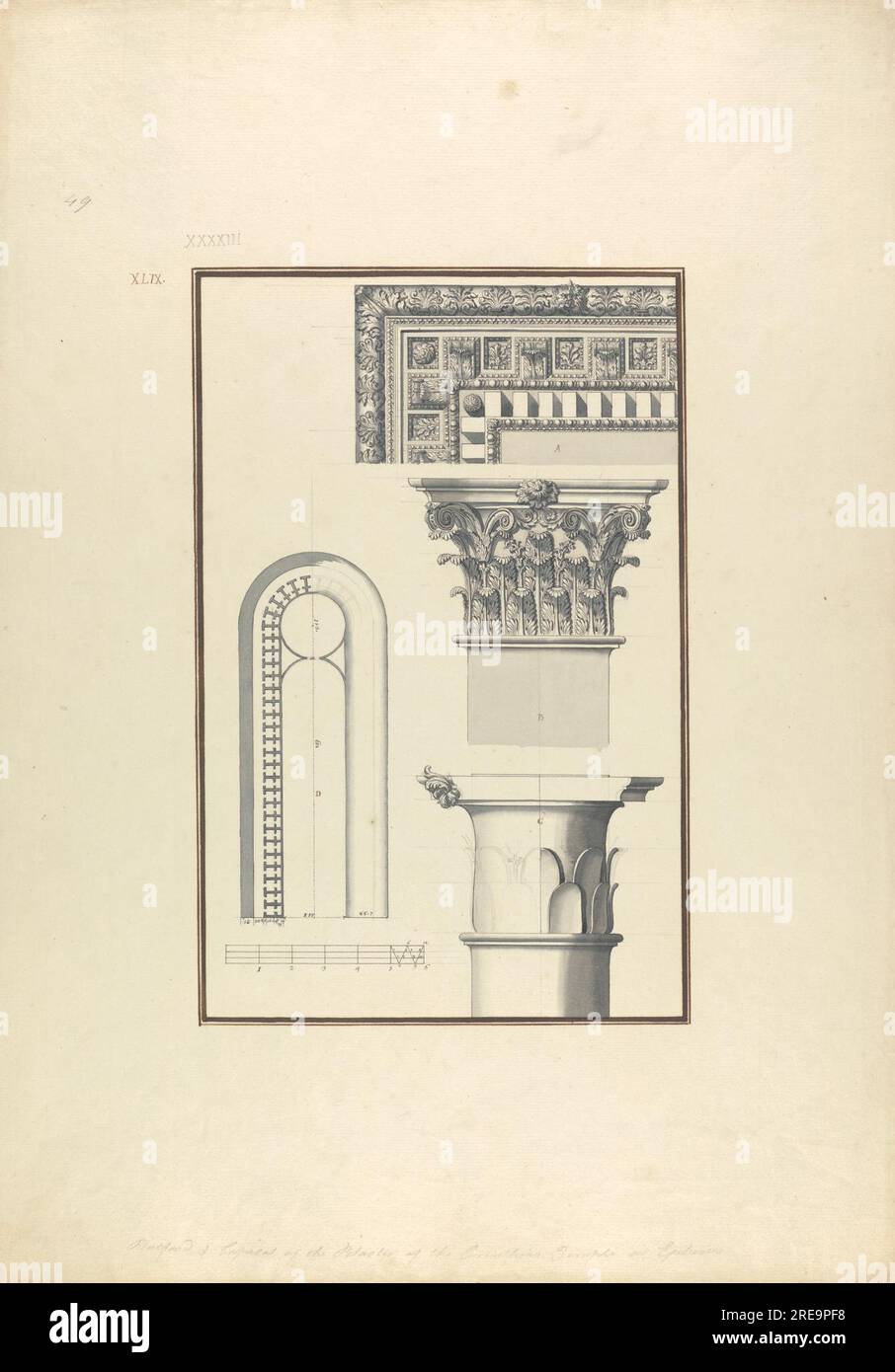 Détails d'un ordre corinthien d'un temple à Éphèse, probablement celui ...