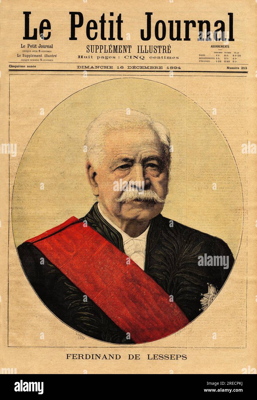 Portrait de Ferdinand de Lesseps (1805-1894), appele 'le grand francais', diplomate et ...