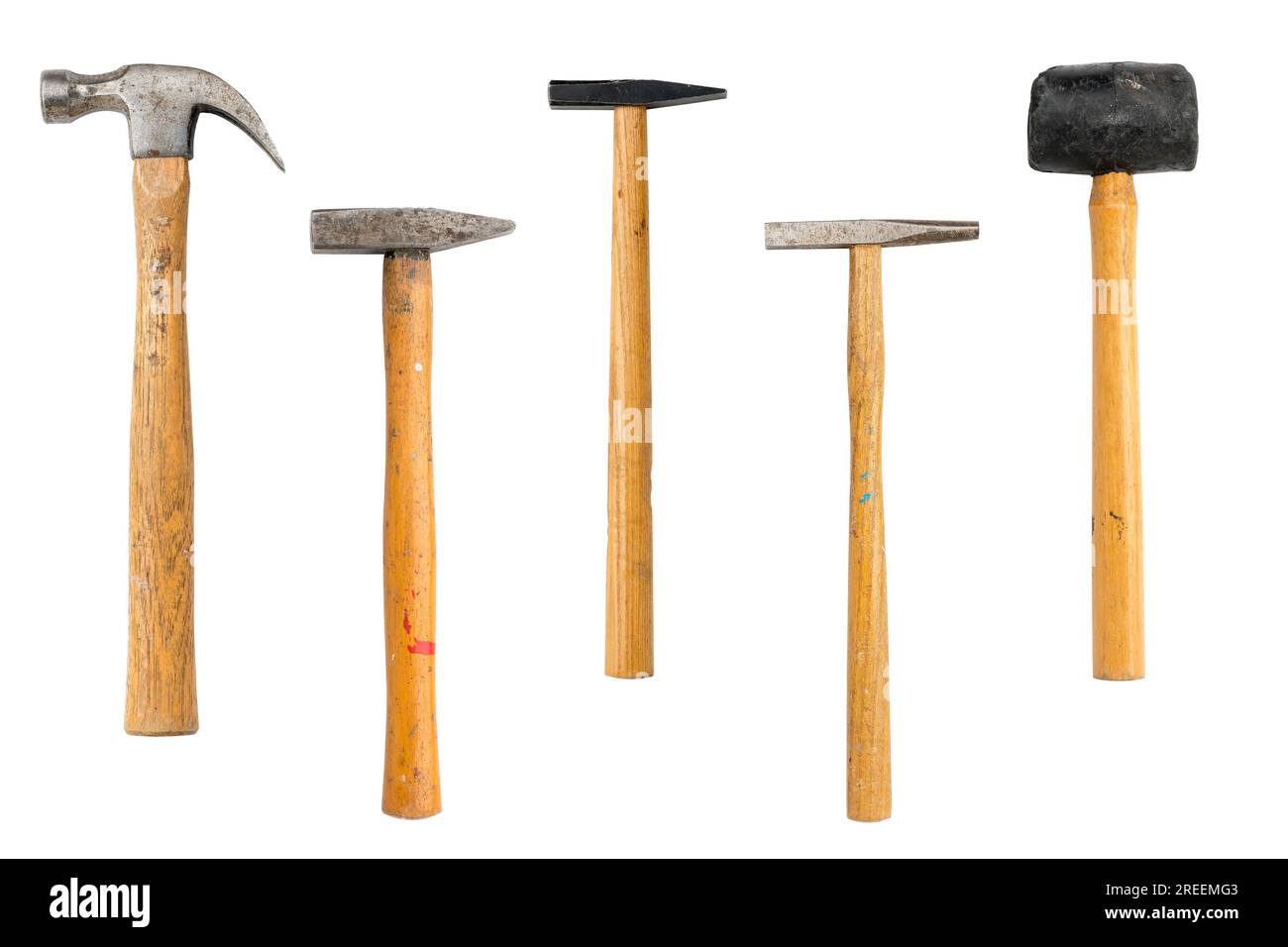 Collection de différents marteaux anciens, isolés sur blanc Photo Stock ...