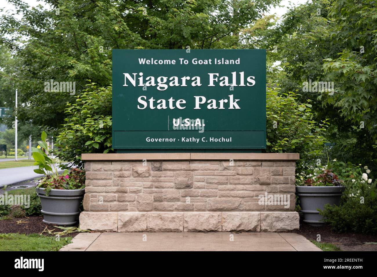 Niagara Falls State Park, États-Unis Goat Island signe à New York en ...