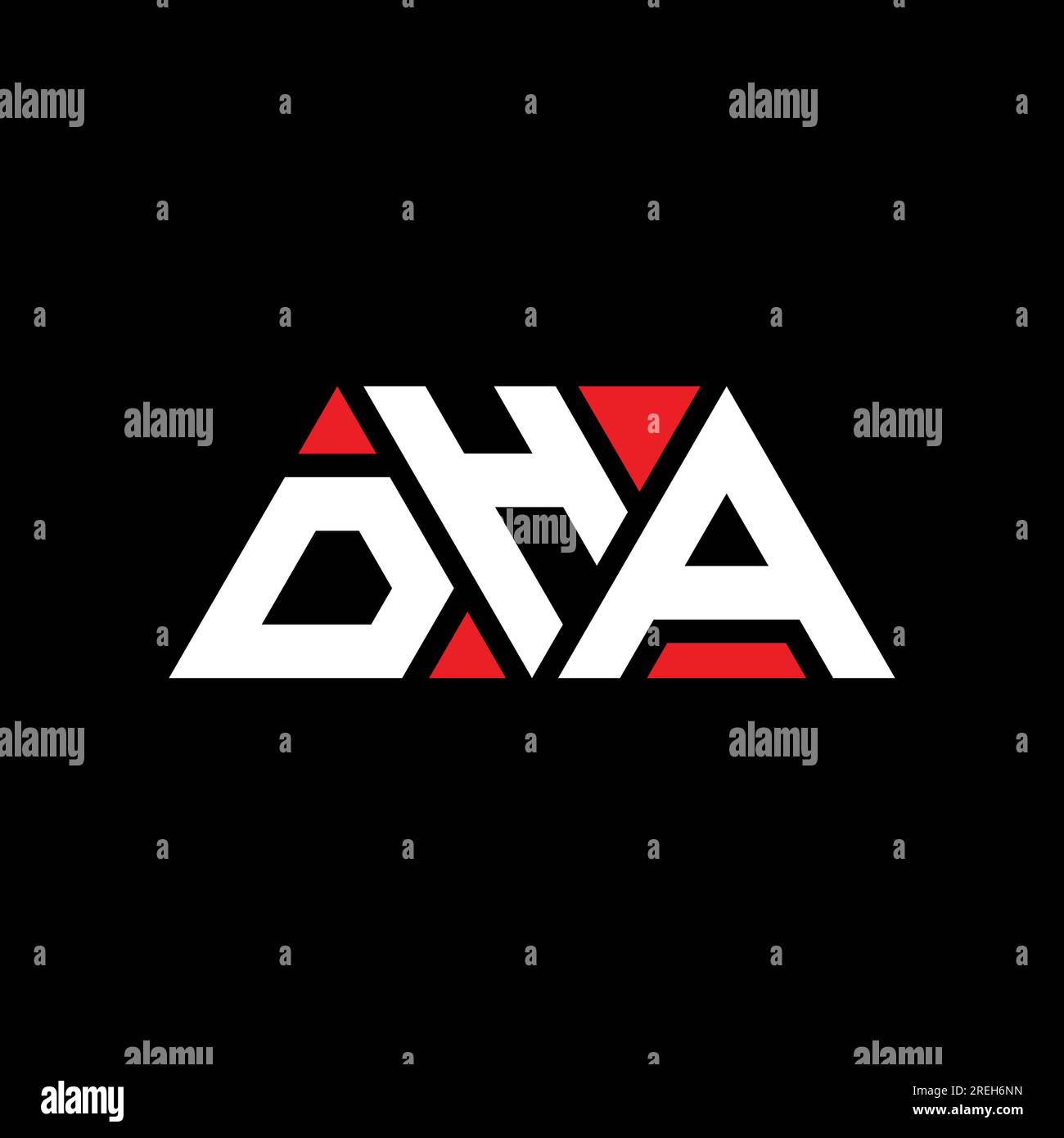 Logo en forme de triangle DHA. Monogramme de logo triangle DHA. Modèle de logo vecteur triangle ...
