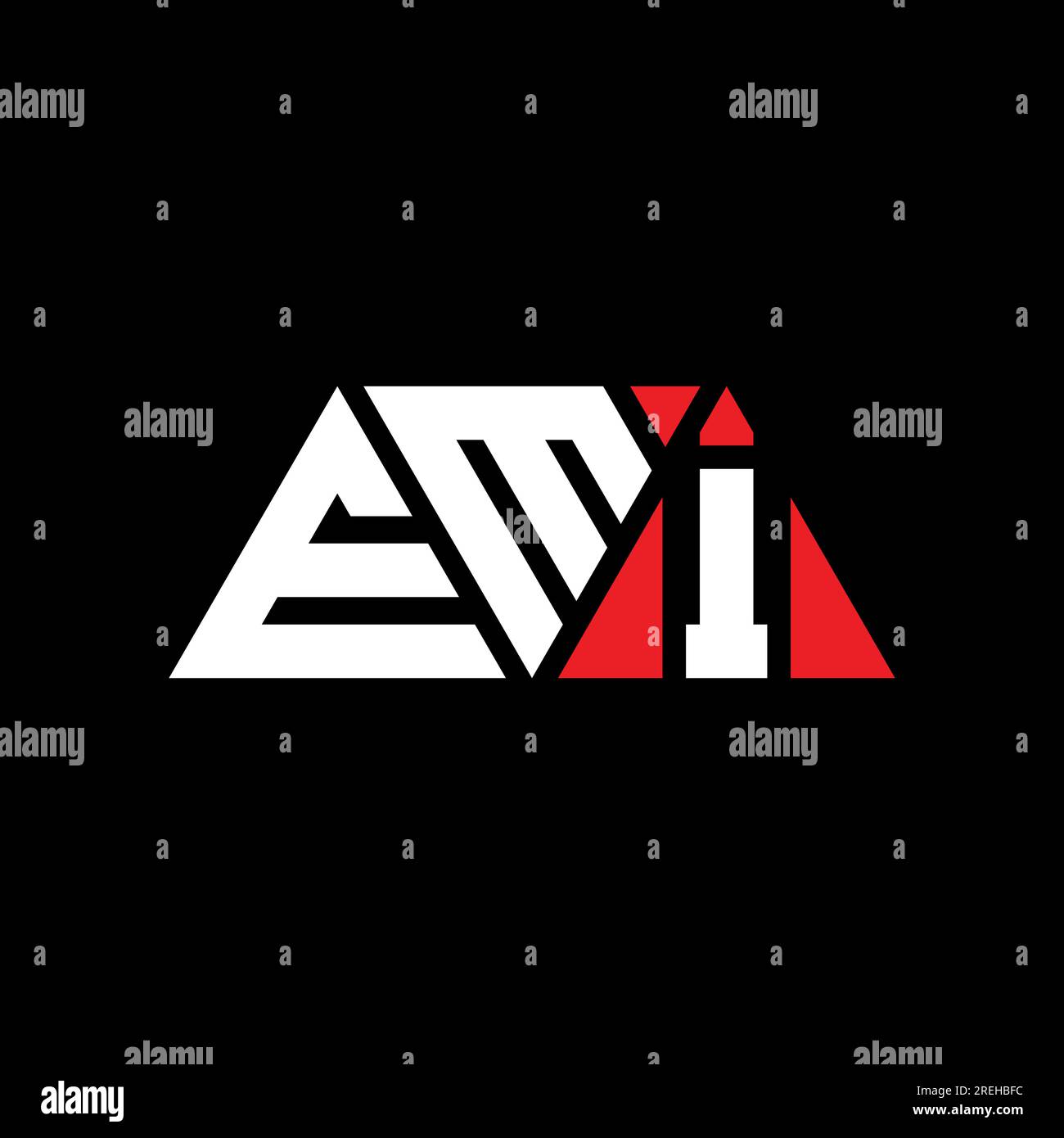 Logo de lettre triangle EMI avec forme de triangle. Monogramme de logo triangle EMI. Modèle de ...