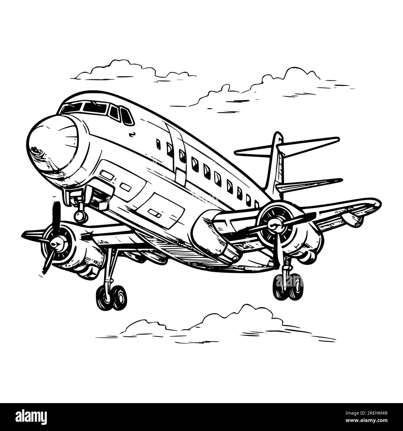 Hoja para colorear de avion para imprimir Banque d'images vectorielles ...