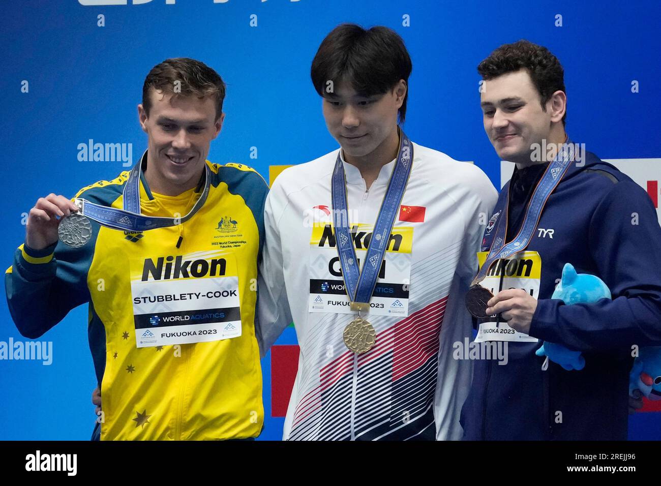 Medalists, from left to right, Zac Stubblety-Cook of Australia, silver ...