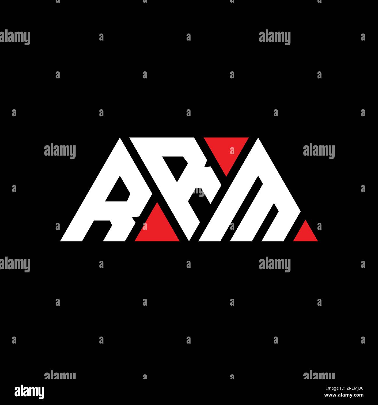 Logo en forme de triangle RRM. Monogramme de logo triangle RRM. Modèle ...
