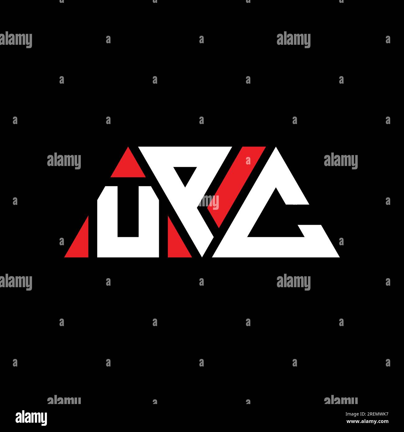 Logo de lettre triangle UPC avec forme de triangle. Monogramme de logo triangle UPC. Modèle de ...