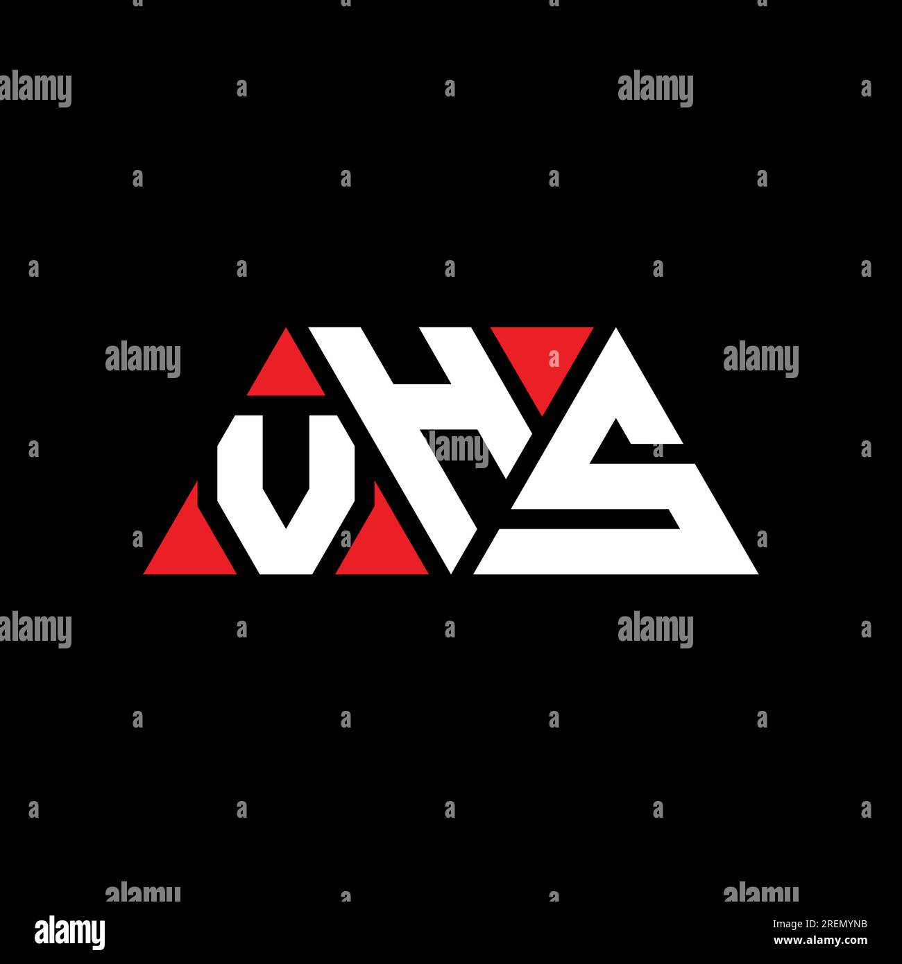 Logo de lettre triangle VHS avec forme de triangle. Monogramme de logo ...