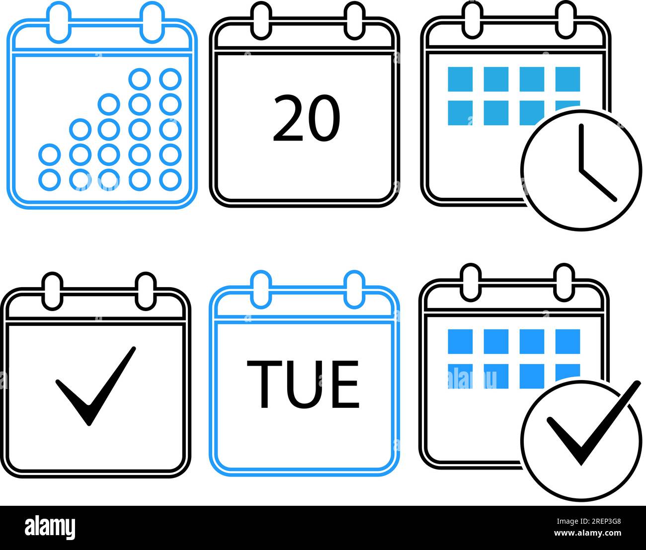Jeu d'icônes de calendrier, collection de symboles de calendrier Image ...