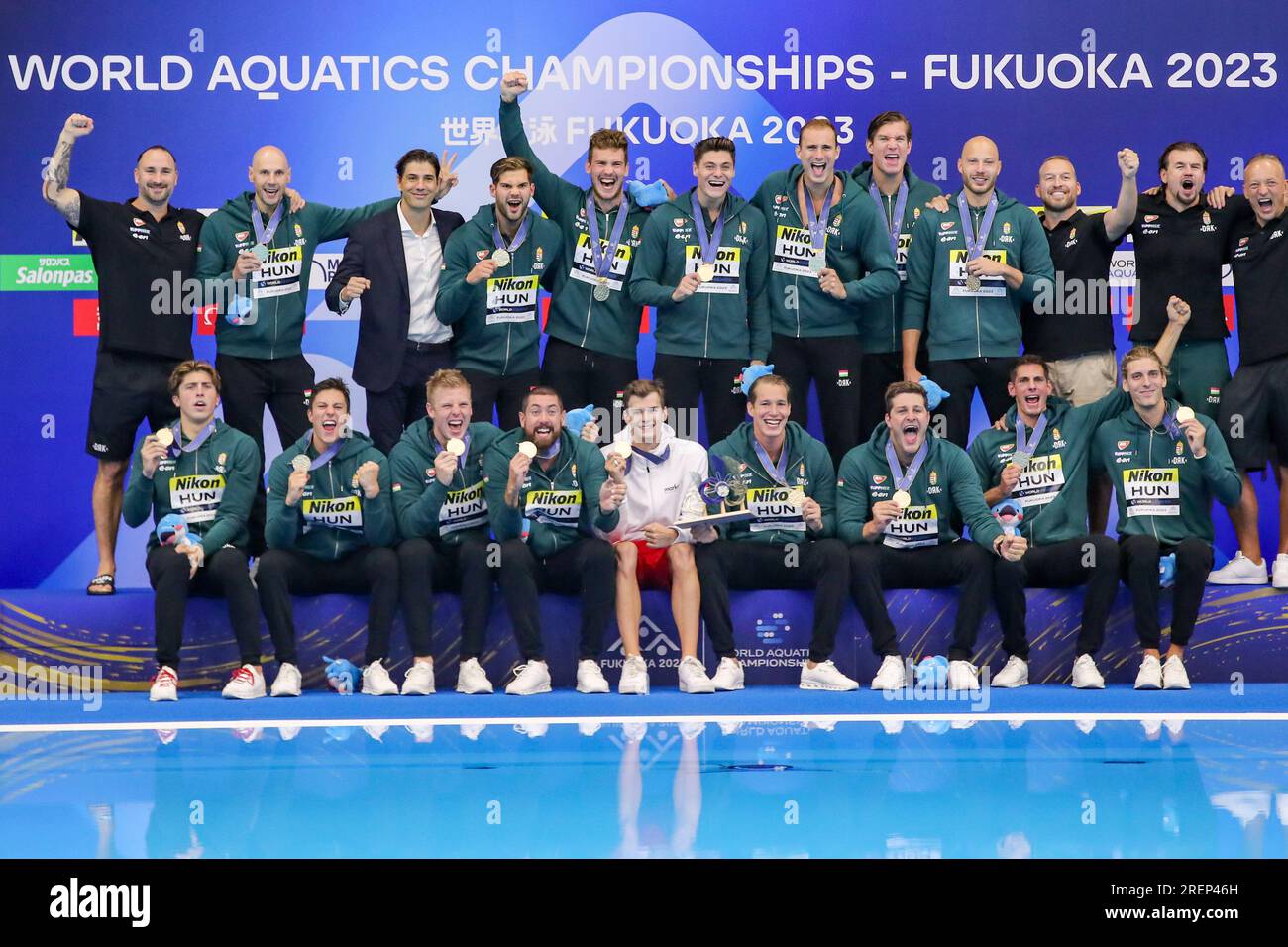 FUKUOKA, JAPON - JUILLET 29 : Champion du monde Hongrie avec Marton ...