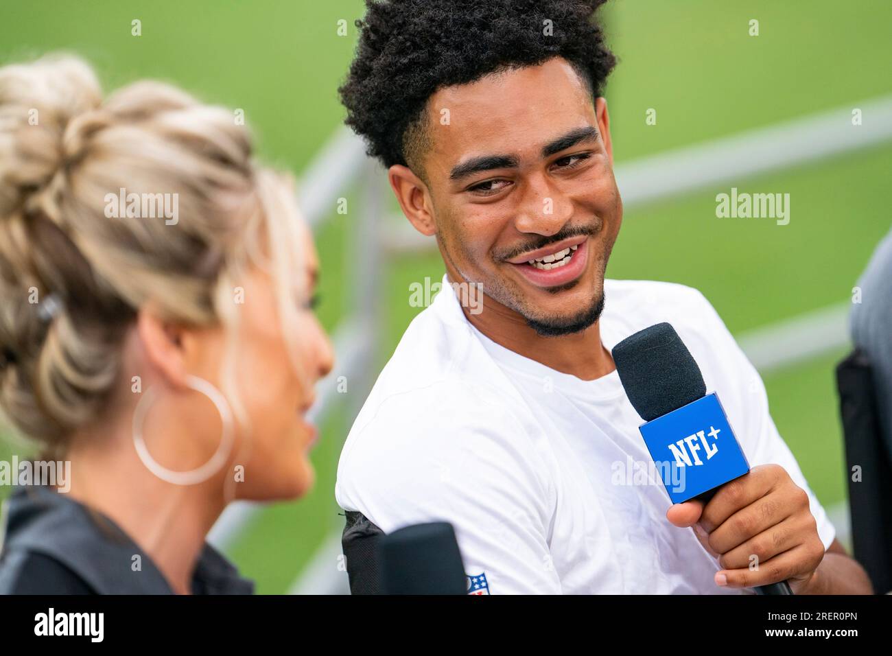 Colleen Wolfe interviews Carolina Panthers quarterback Bryce Young at ...