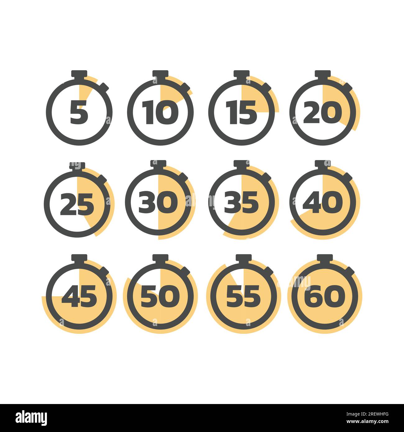 Reloj dos minutos con numeros Banque d'images vectorielles - Alamy