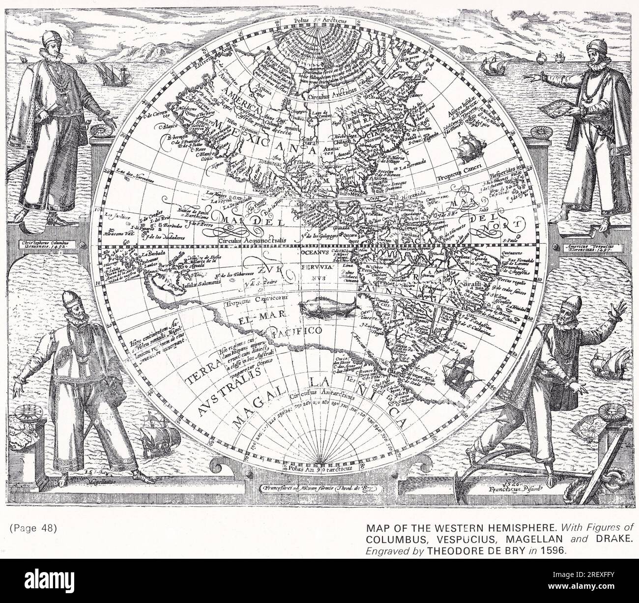 Mapa fino del hemisferio occidental Banque de photographies et d’images ...
