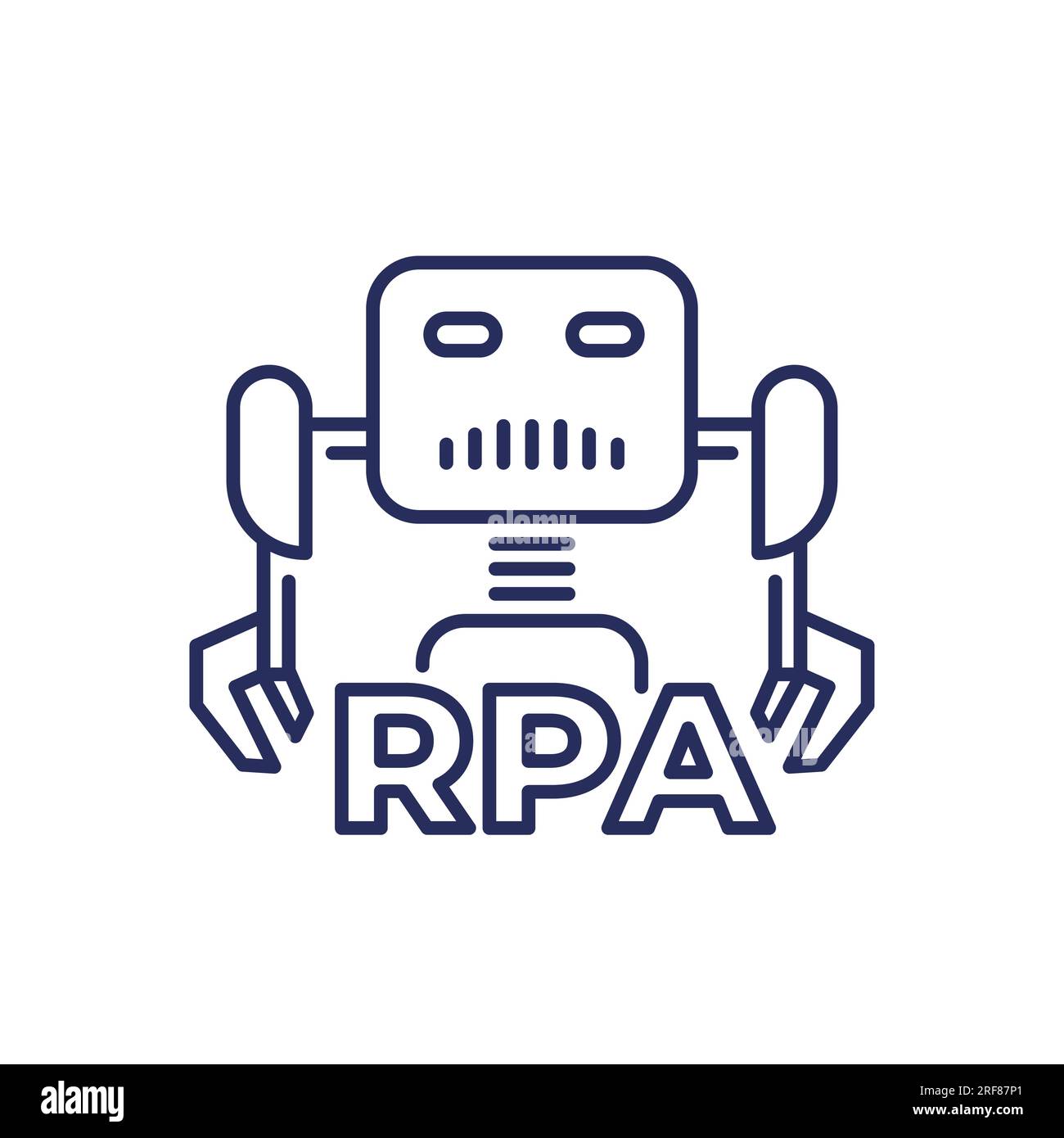 Icône de ligne de bot RPA, automatisation des processus robotisés Image ...