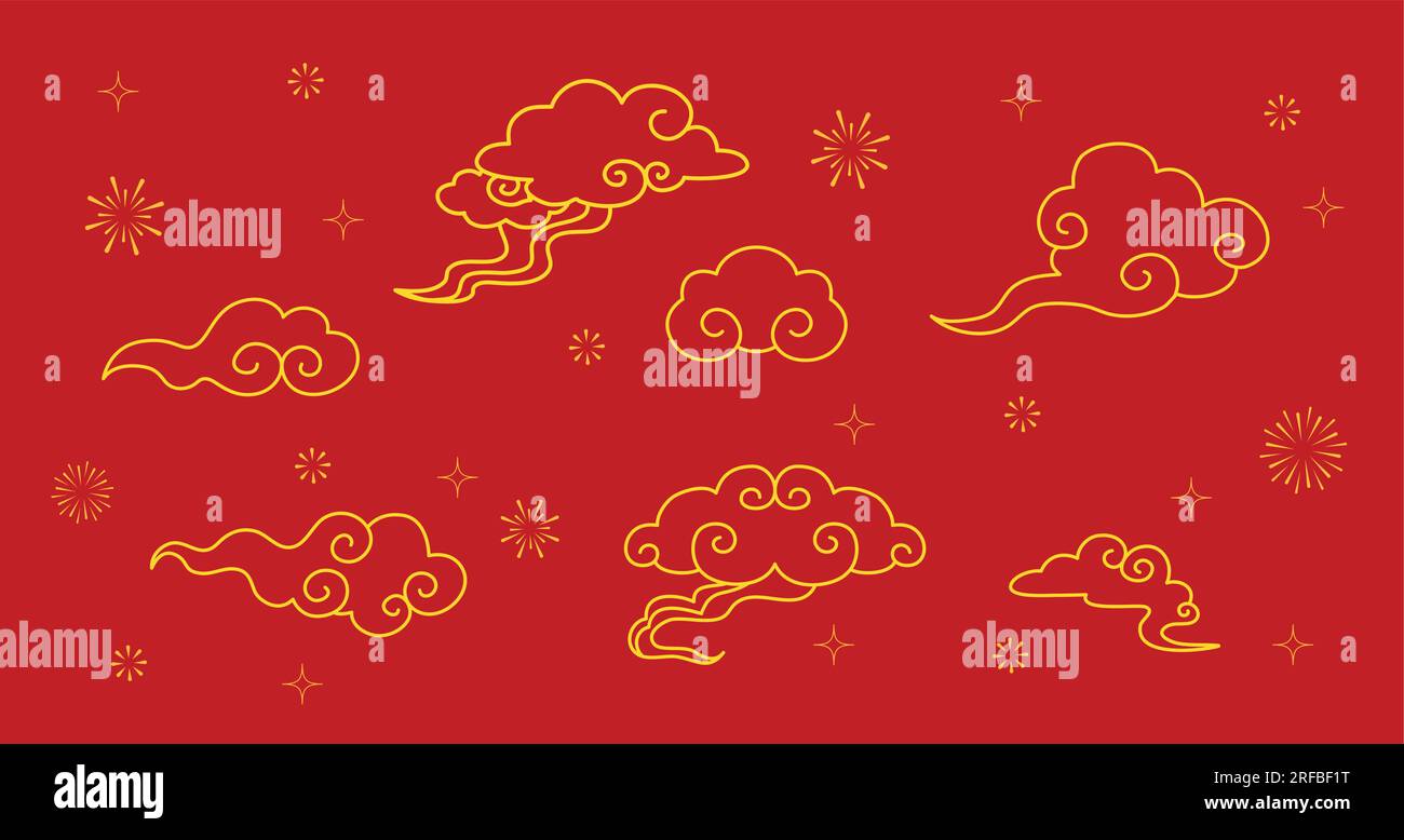 Jeu de symboles vectoriels nuages auspicieux du nouvel an chinois ...