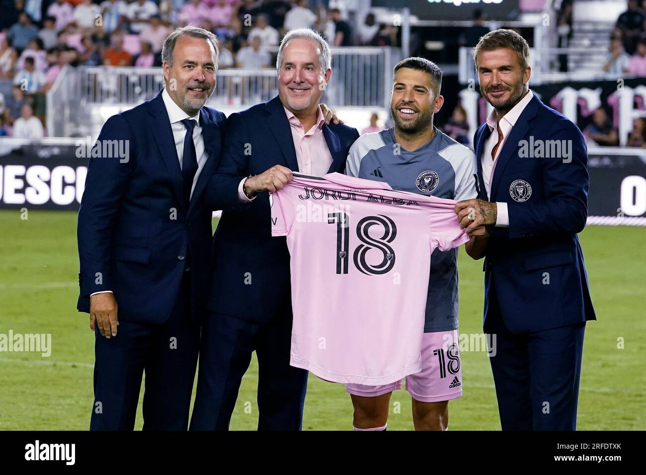 Inter Miami co-owners Jose Mas, left, Jorge Mas, second from left ...