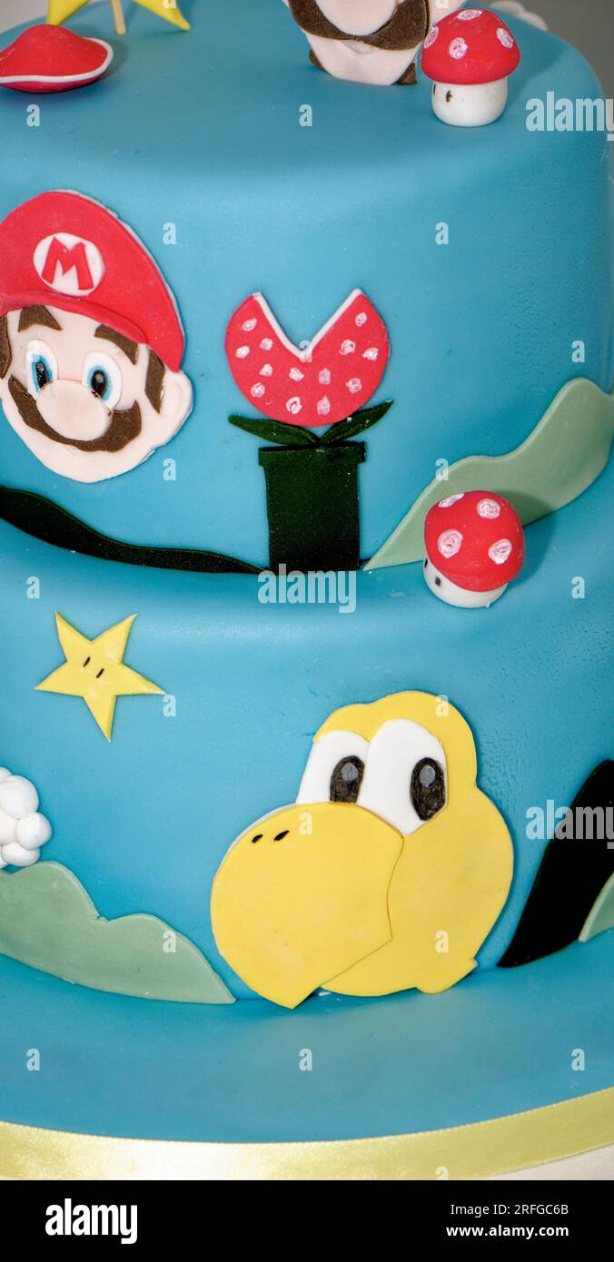 Gâteau de fête d'anniversaire Super Mario Bros - gâteau d'anniversaire ...