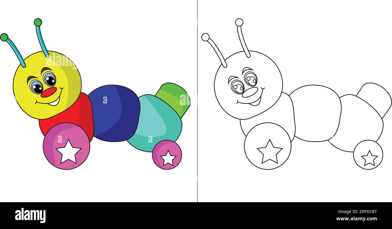 Page de coloriage mignon et drôle d'une chenille. Beaucoup de plaisir ...