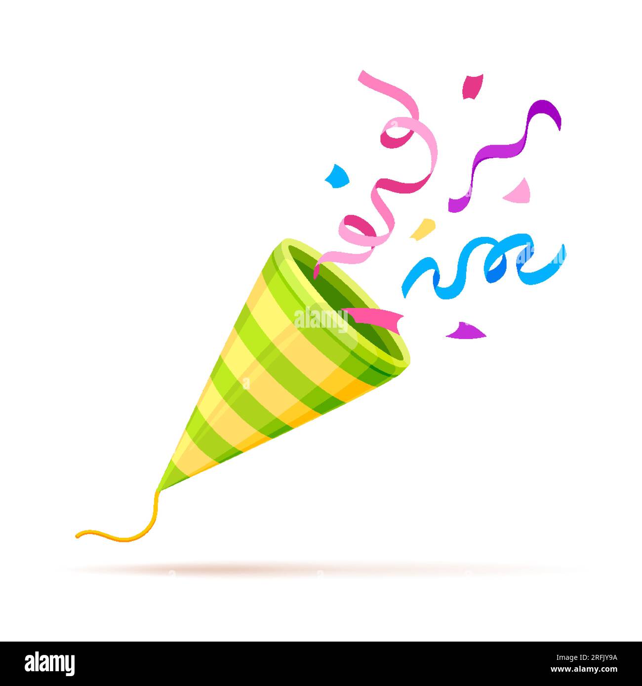 Fête Popper confettis clapper craquelin éclaté à plat. Dessin animé ...