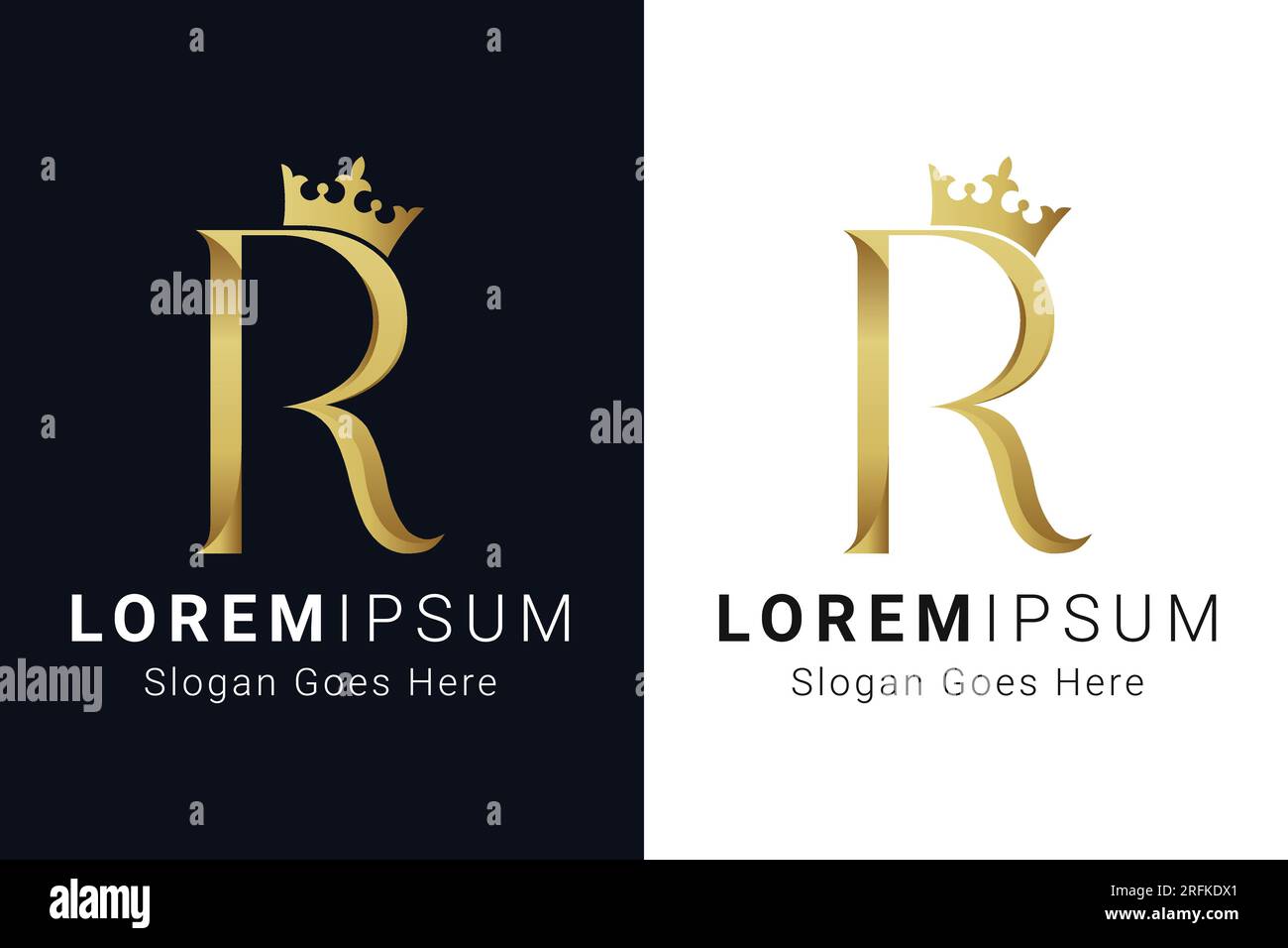 Lettre initiale de luxe R avec logo de la Couronne Design Royal R logo ...