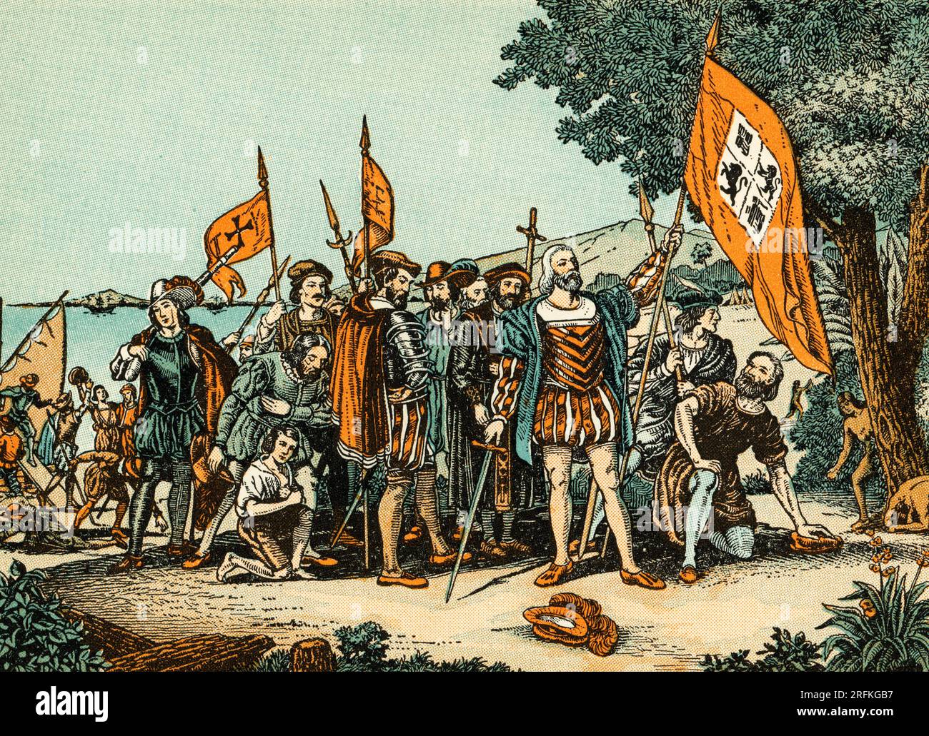 Débarquement de Columbus. D'après John Vanderlyn (1775-1852 ...