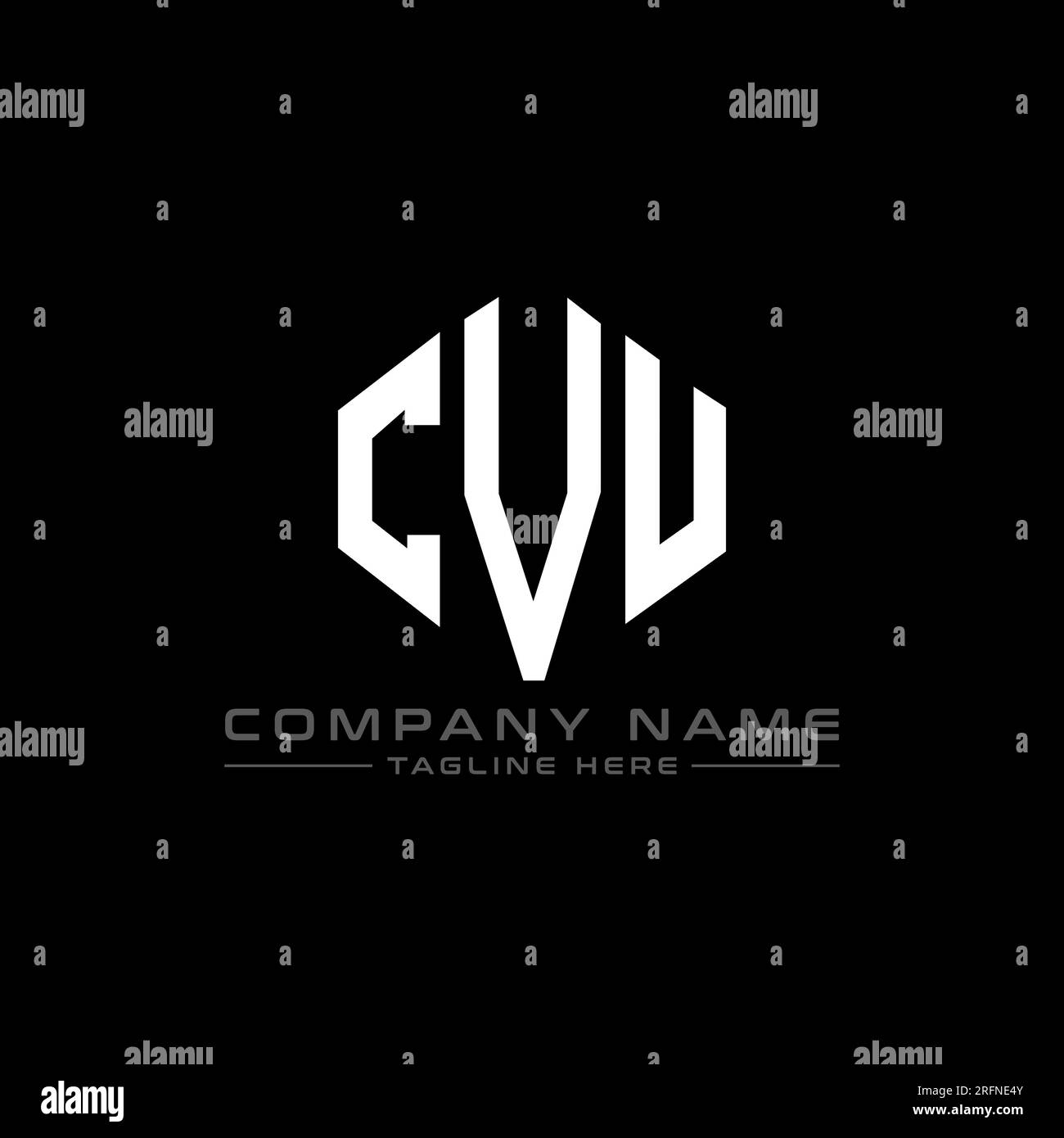 Logo de lettre CVU avec forme de polygone. Polygone CVU et logo en ...