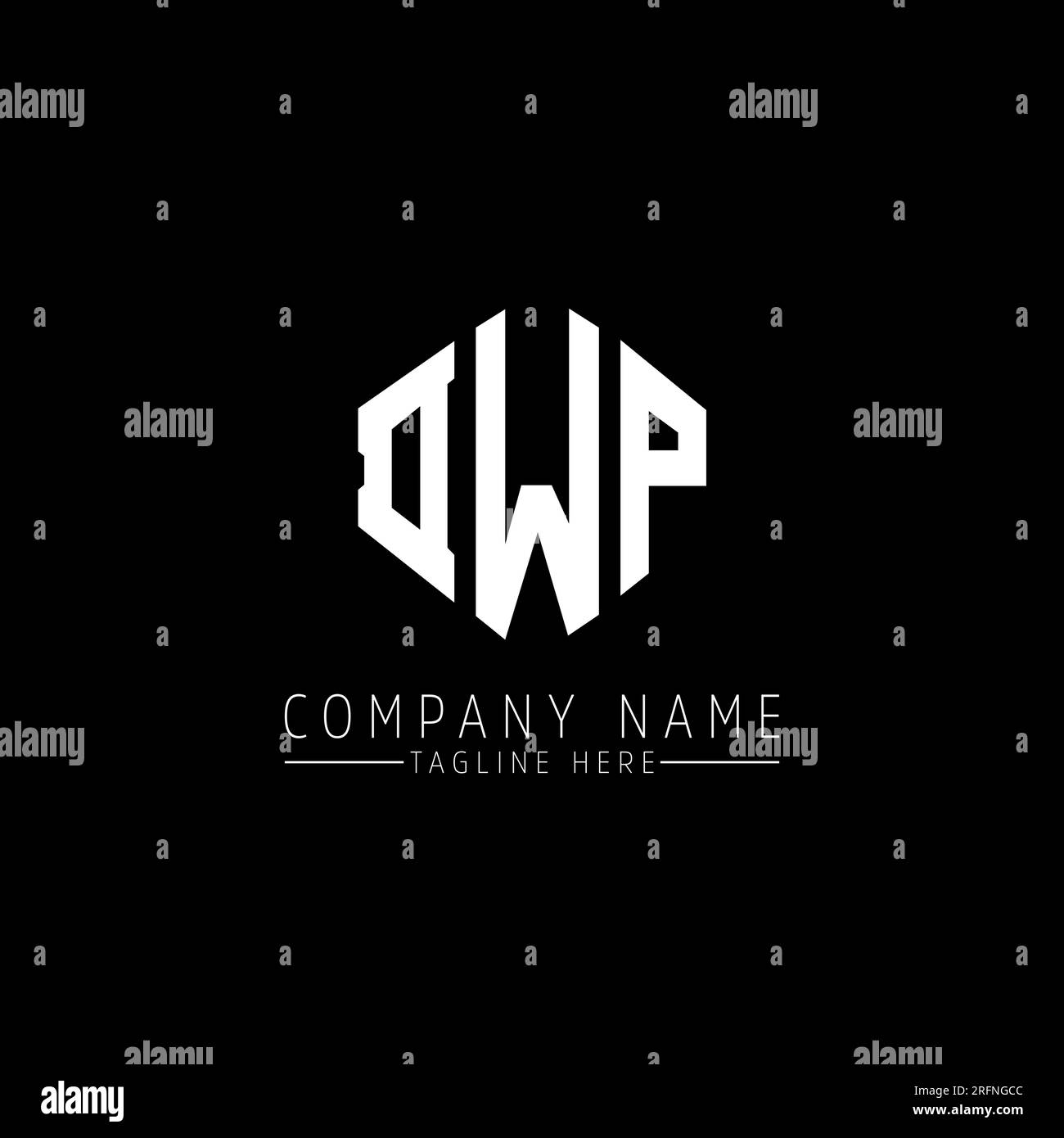 Logo de lettre DWP avec forme de polygone. Logo en forme de polygone et ...